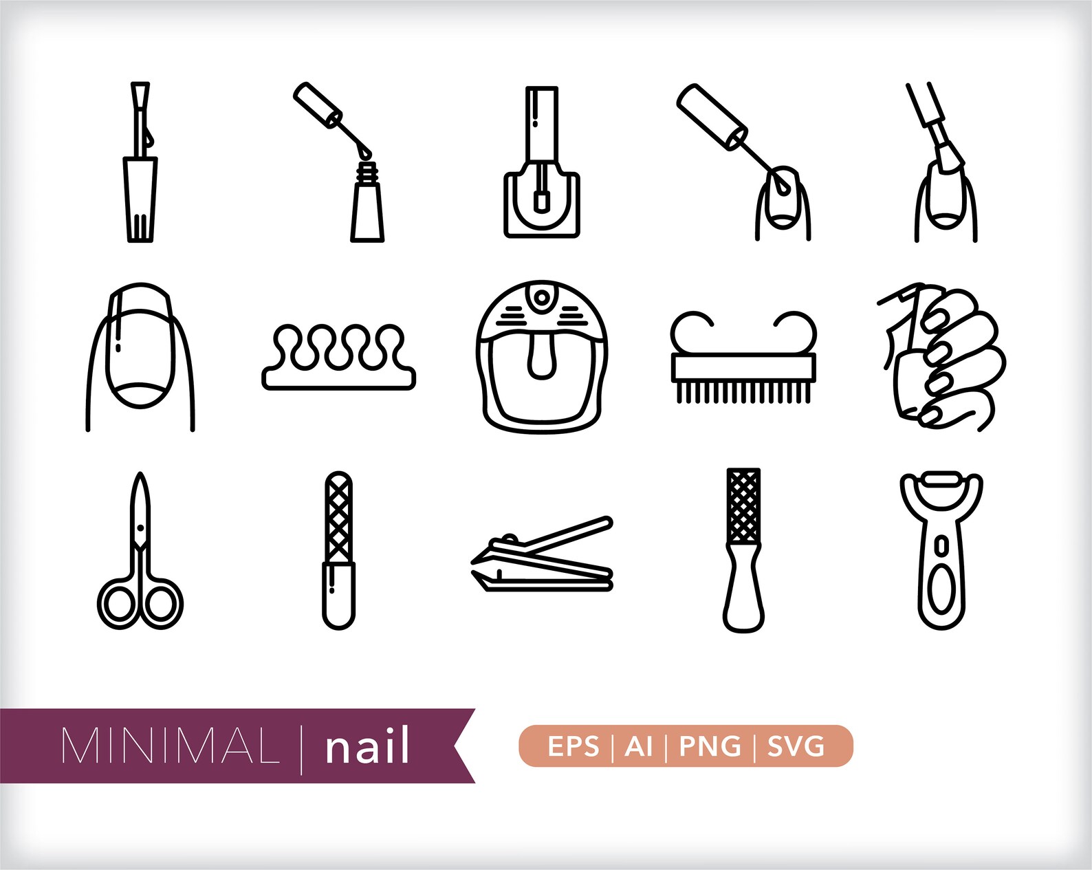 Nail Icons Beauty Icon Illustrations EPS AI PNG Instant - Etsy