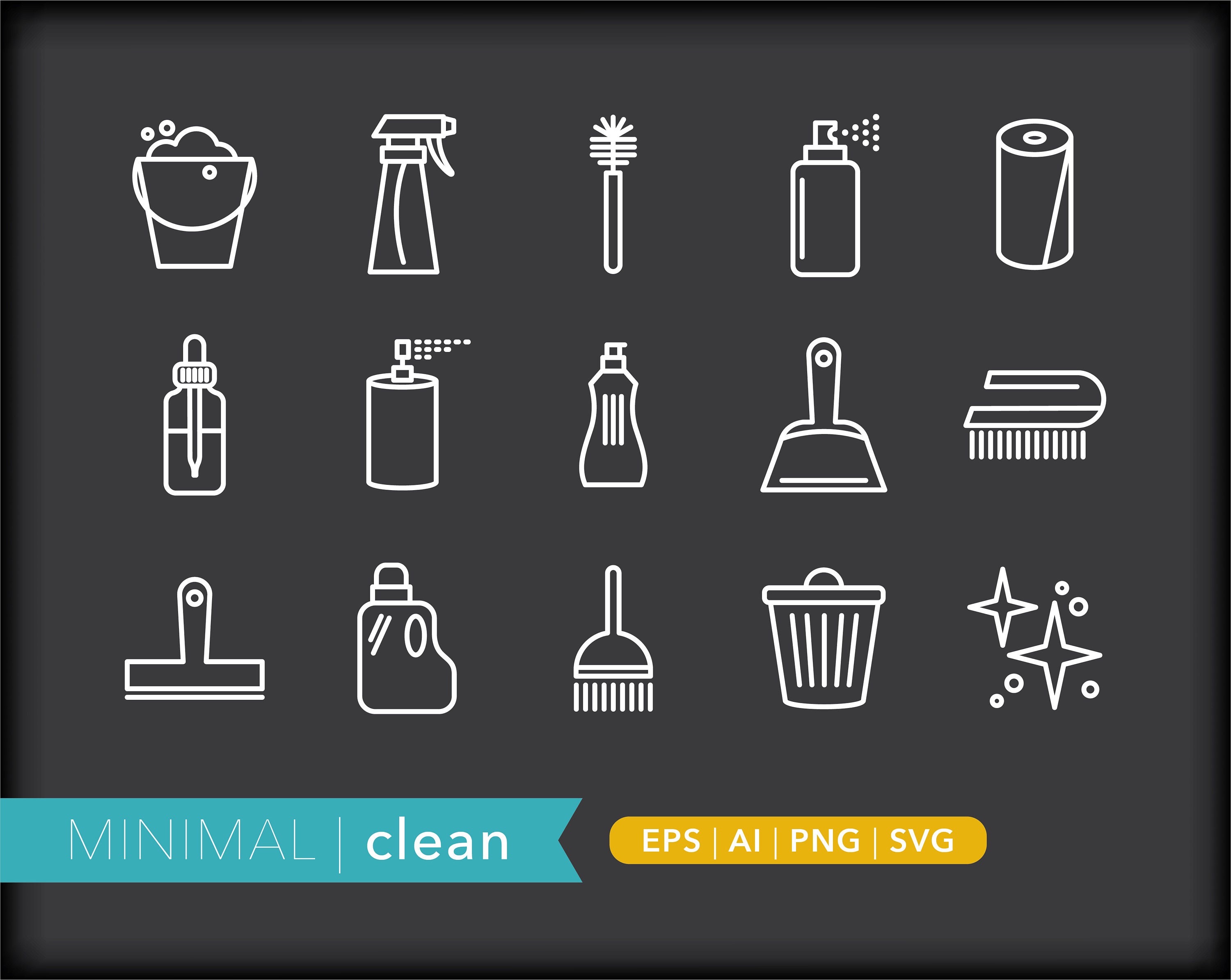 Clean Icons | Housekeeping Icon Illustrations | SVG AI PNG | Digital ...