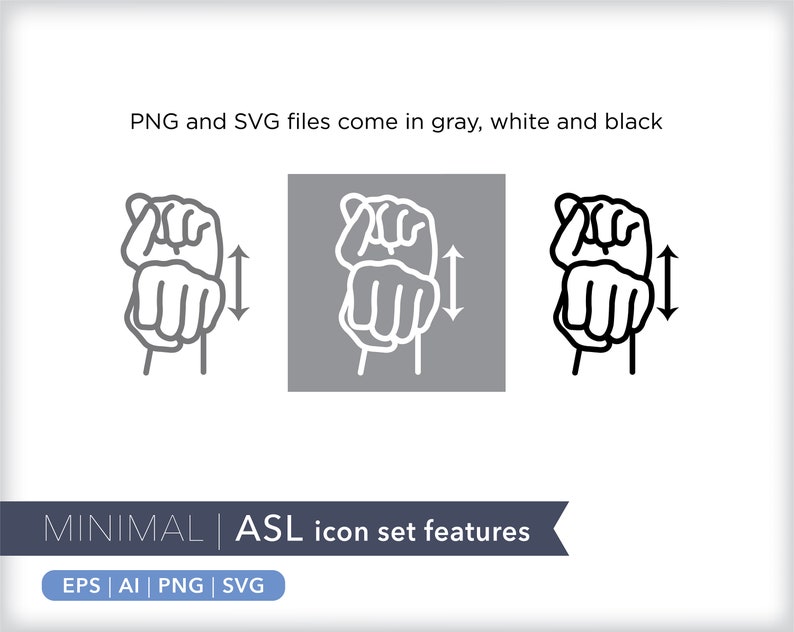 120 Sign Language Icons ASL Communication Icon Illustrations EPS PNG ...