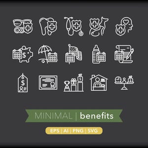 Employee Benefits Icons: Workplace Perks, SVG, PNG, AI (digital ...