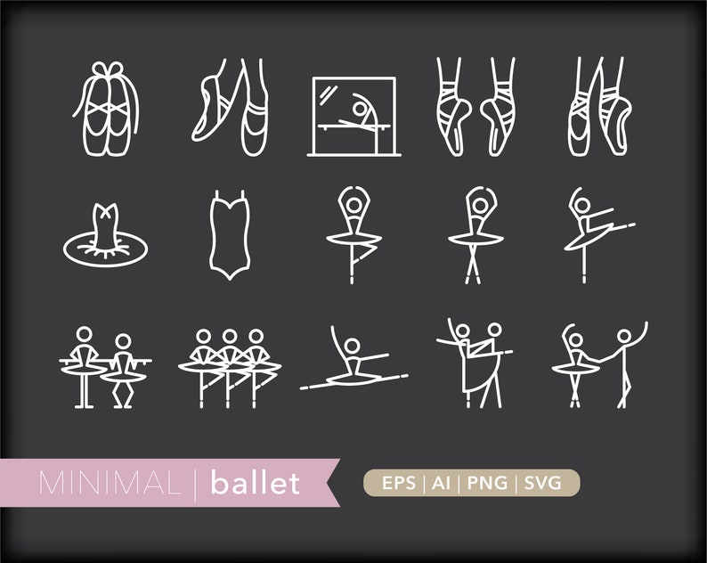 Ballet Icons | Ballerina Icon Illustrations | SVG AI PNG | Instant ...