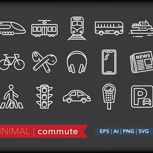 Commute Icons | Travel Icons | SVG AI PNG | Digital Download for Design ...