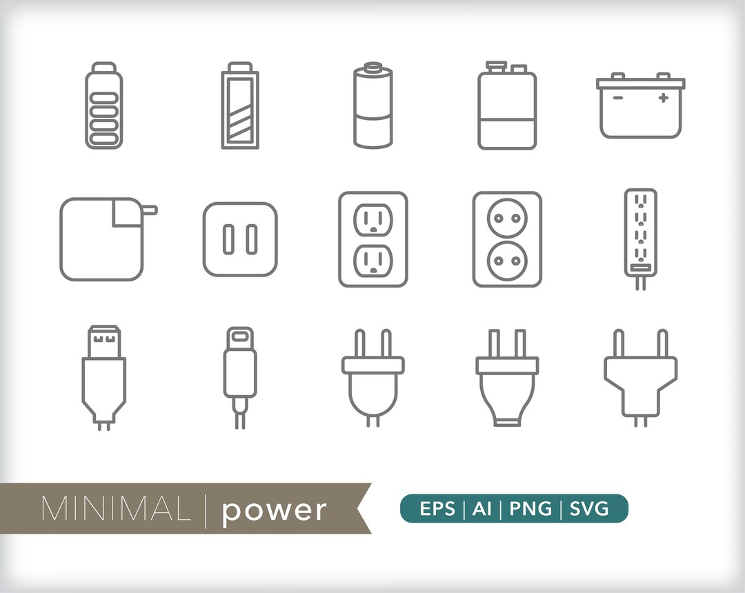 Power Icons | Battery Icon | SVG AI PNG | Digital Download for Design ...