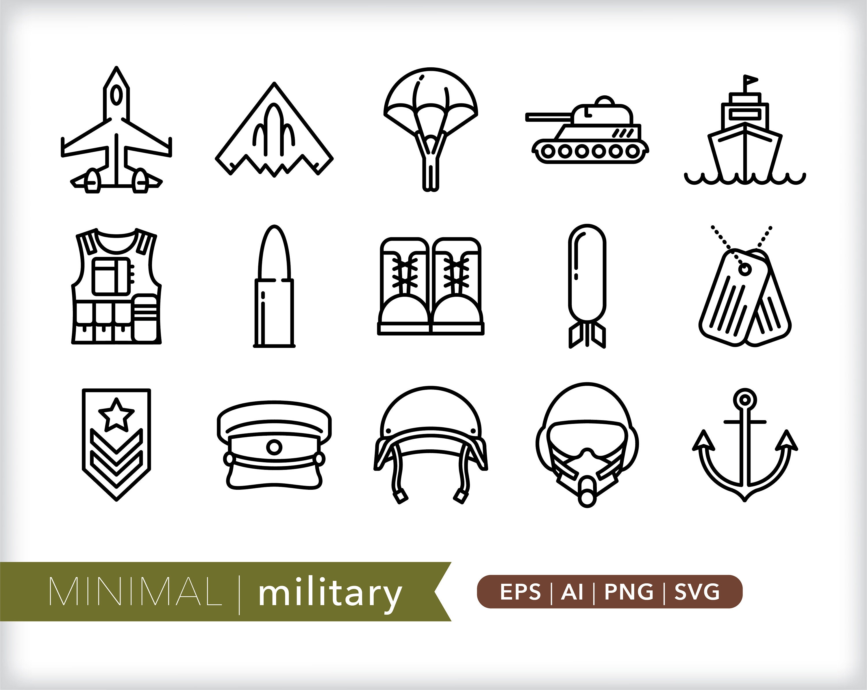 Military Icons: Veteran Symbol Set (SVG, AI, PNG Digital Download) - Etsy