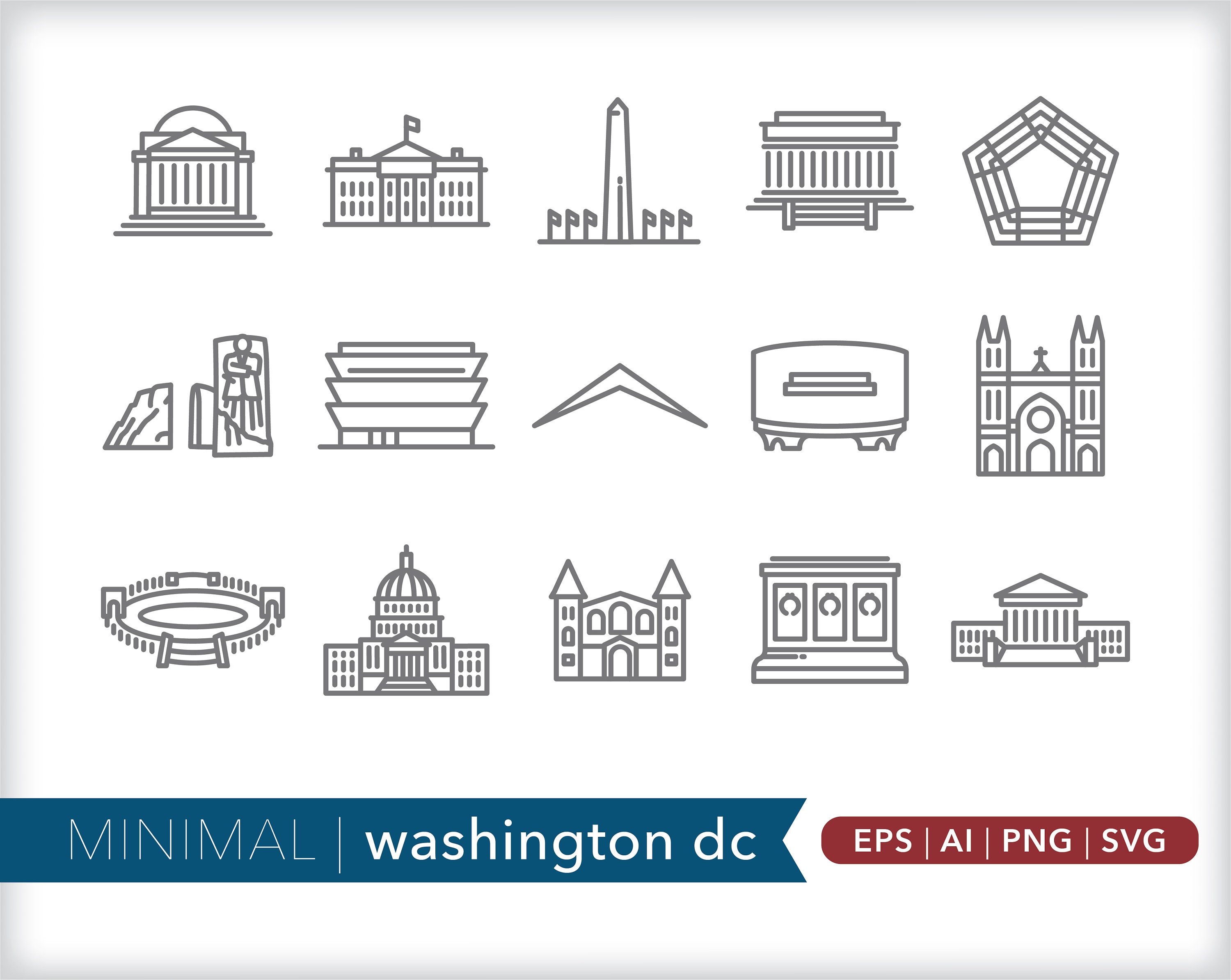 Washington D.C. Icons | Travel Icon Illustrations | SVG AI PNG ...