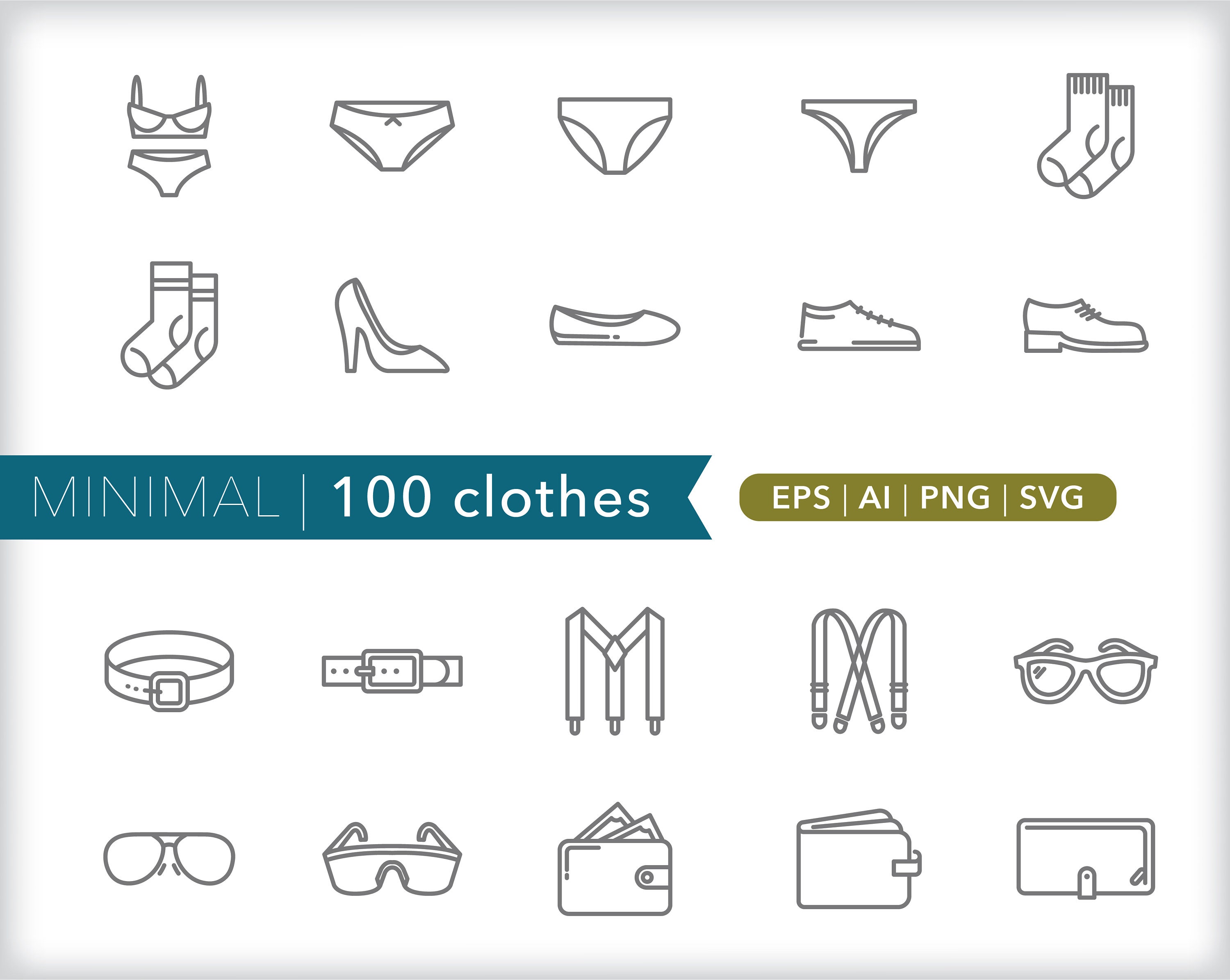 100 Clothes Icons Clothing Icon Illustrations SVG AI PNG Instant ...