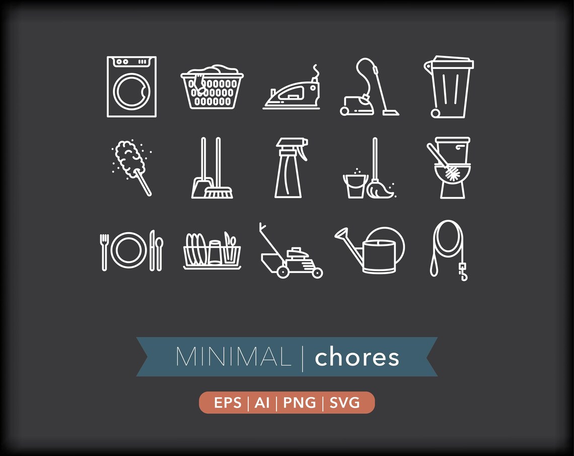 Chores Icons: House Cleaning SVG, AI, PNG (digital Download) - Etsy
