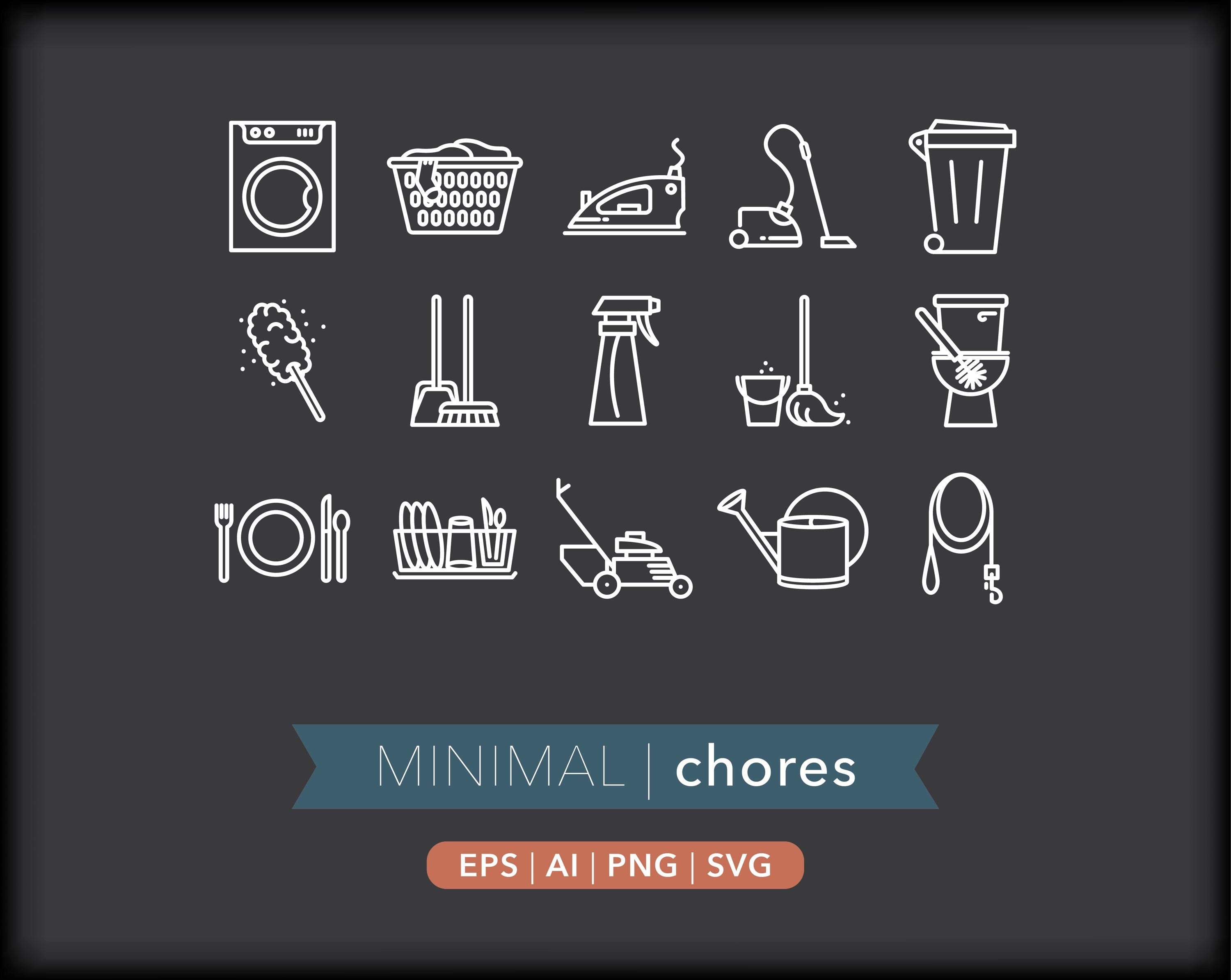 Chores Icons: House Cleaning SVG, AI, PNG (digital Download) - Etsy