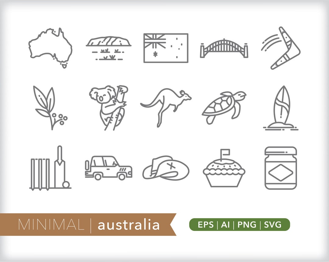 Australia Icons | Aussie Icons | SVG AI PNG | Digital Download for ...