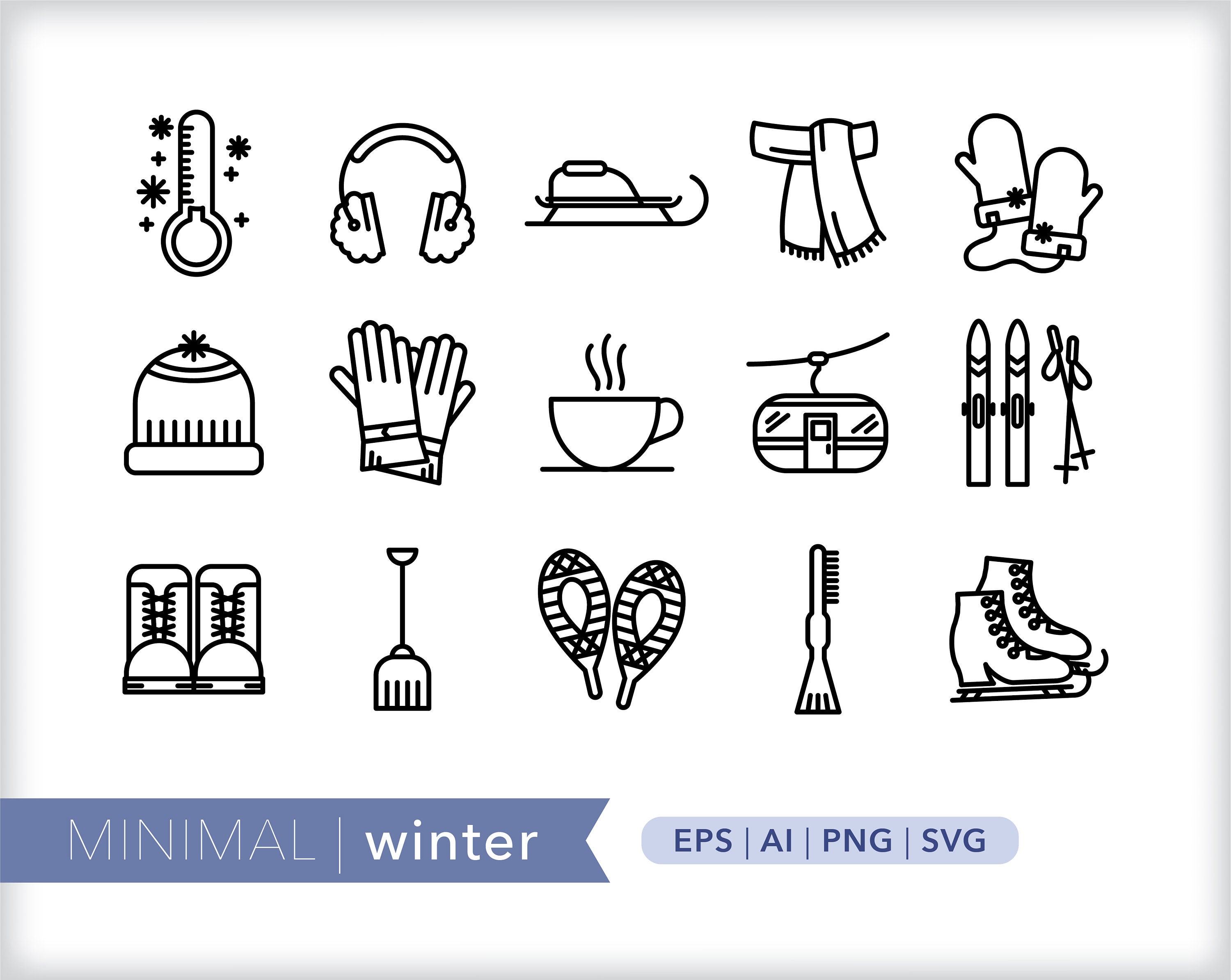 Winter Icons | Snow Icon Illustrations | SVG AI PNG | Digital Download ...