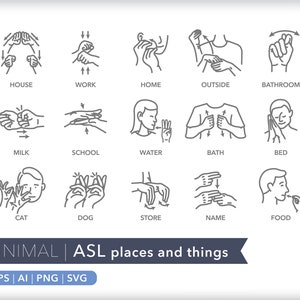 120 Sign Language Icons | ASL Communication Icon Illustrations | EPS ...