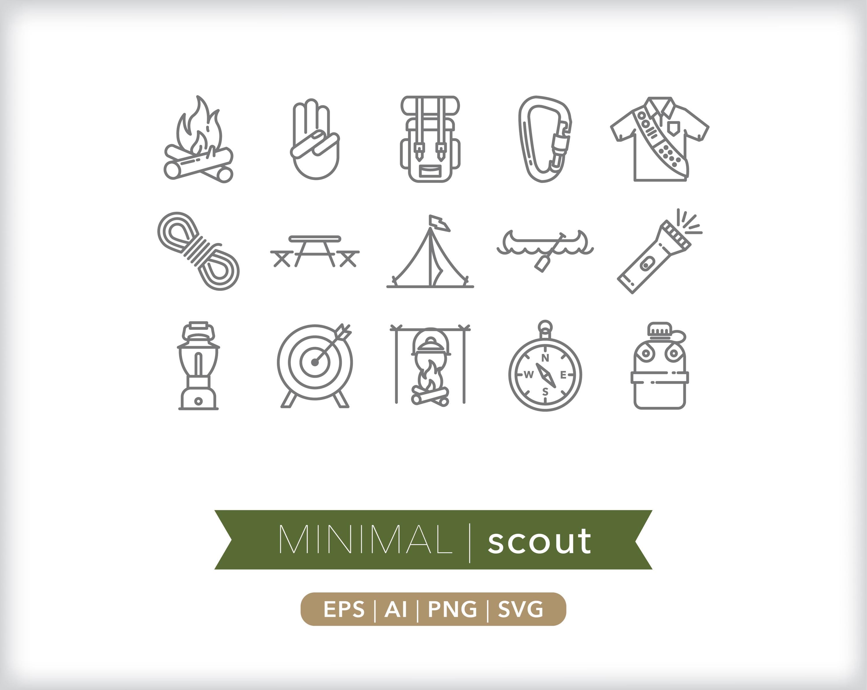 Scout Icons: Camping Adventure Graphics SVG, AI, PNG (digital Download ...