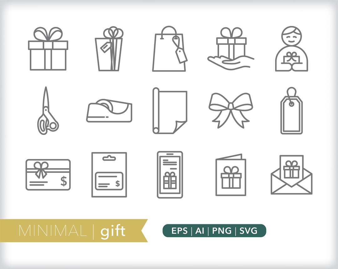 Gift Icons | Birthday Icons | Holiday Icons | SVG AI PNG | Digital ...