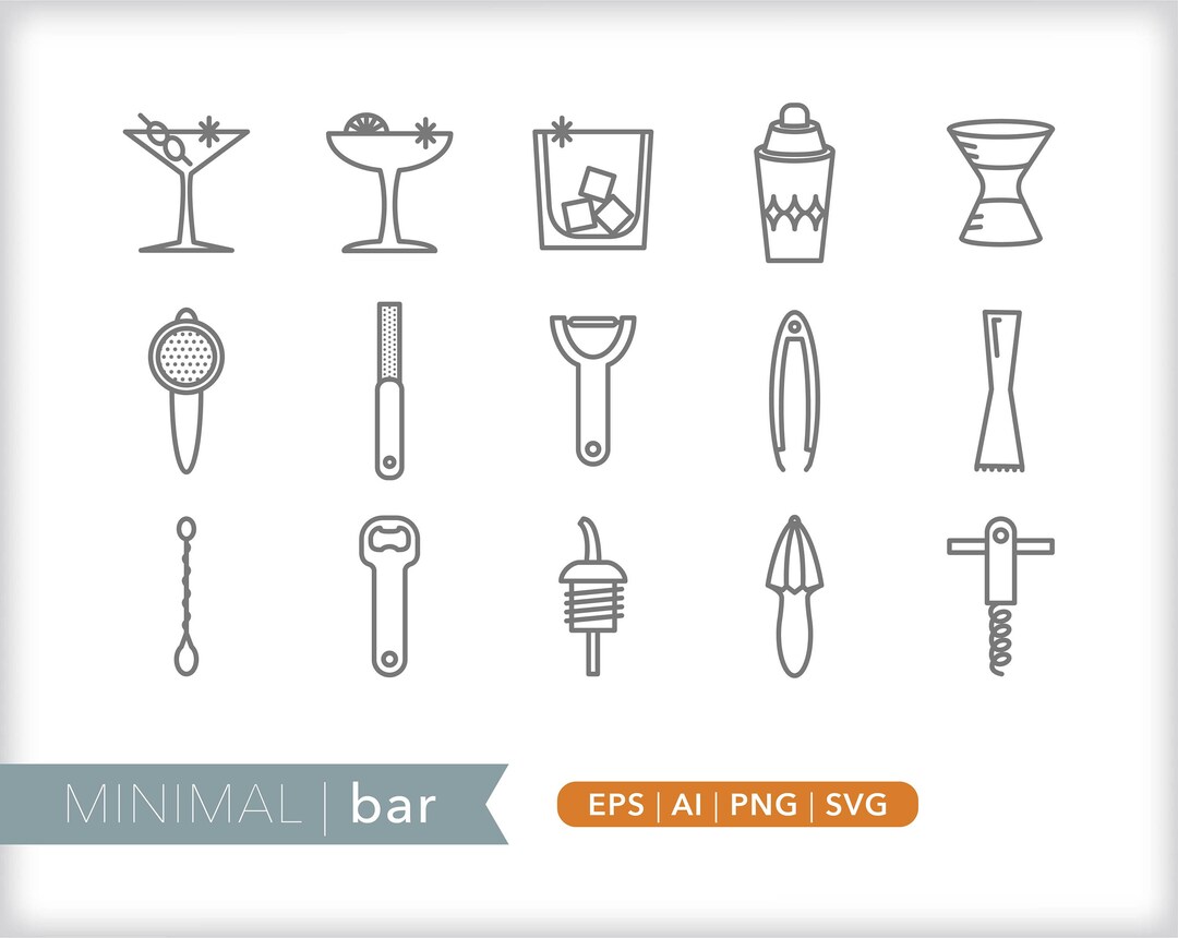 Bar Icons | Cocktail Icons | Restuarant Icons | SVG AI PNG | Instant ...