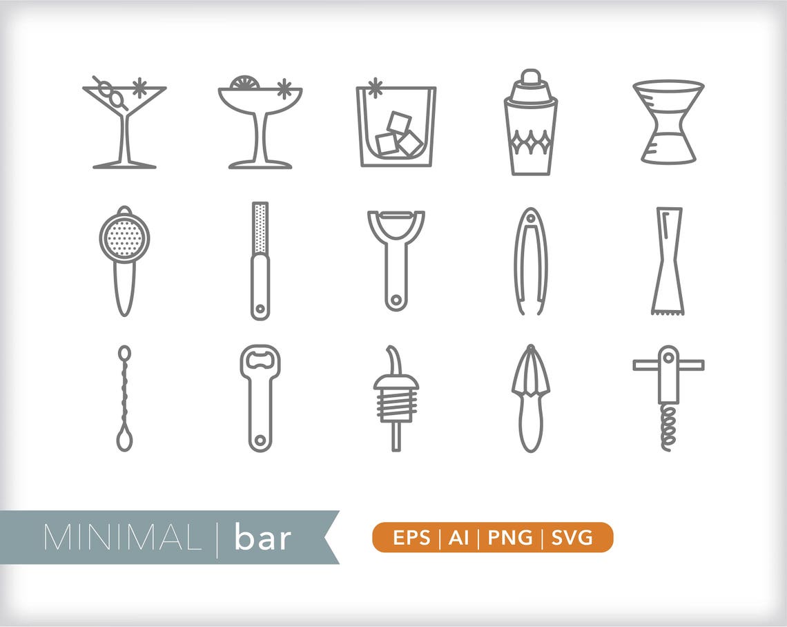 Bar Icons Cocktail Icons Restuarant Icons SVG AI PNG - Etsy