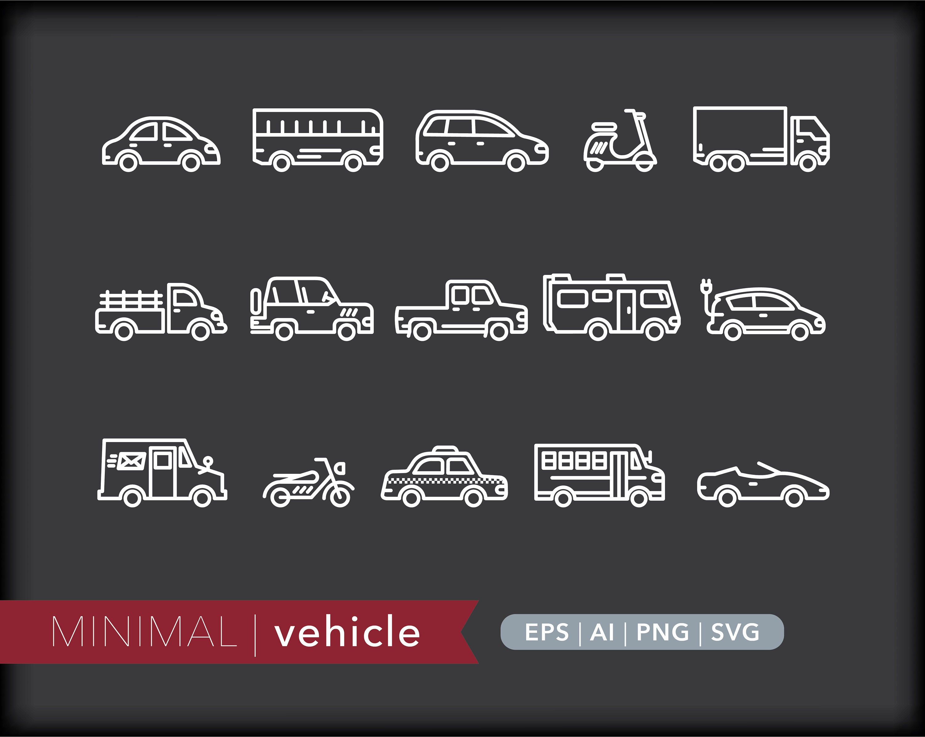 Vehicle Icons | Car and Truck Icon Illustrations | SVG AI PNG | Instant ...
