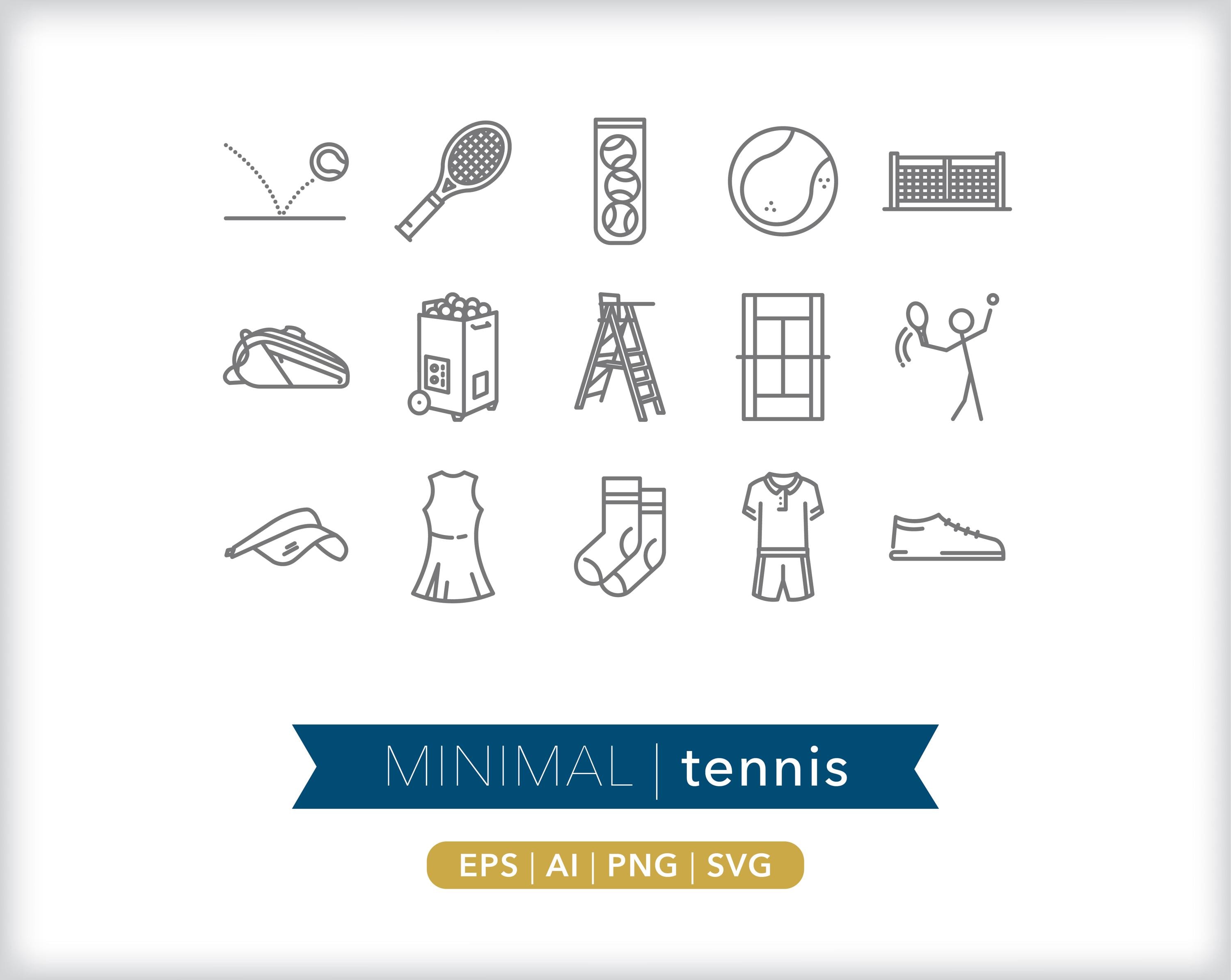Tennis Icons: Sport Graphics (SVG, AI, PNG) - Digital Download - Etsy