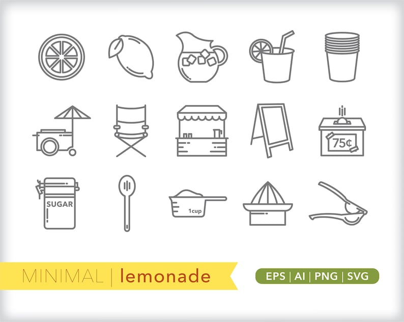 Lemonade Stand Icons Fundraising Icons EPS AI PNG - Etsy
