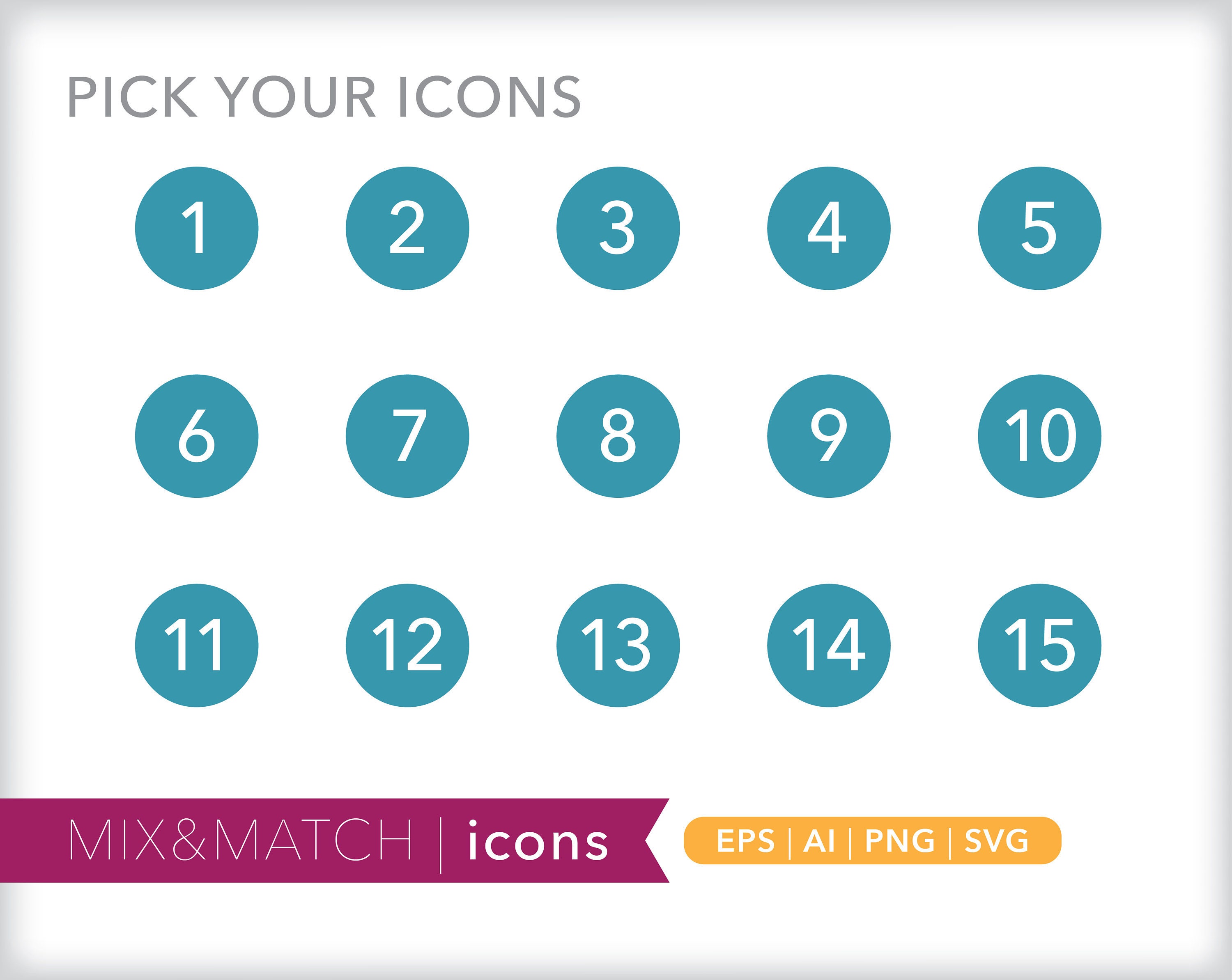 Pick Any Ten Icons SVG AI PNG Made to Order Digital Download for Use in ...