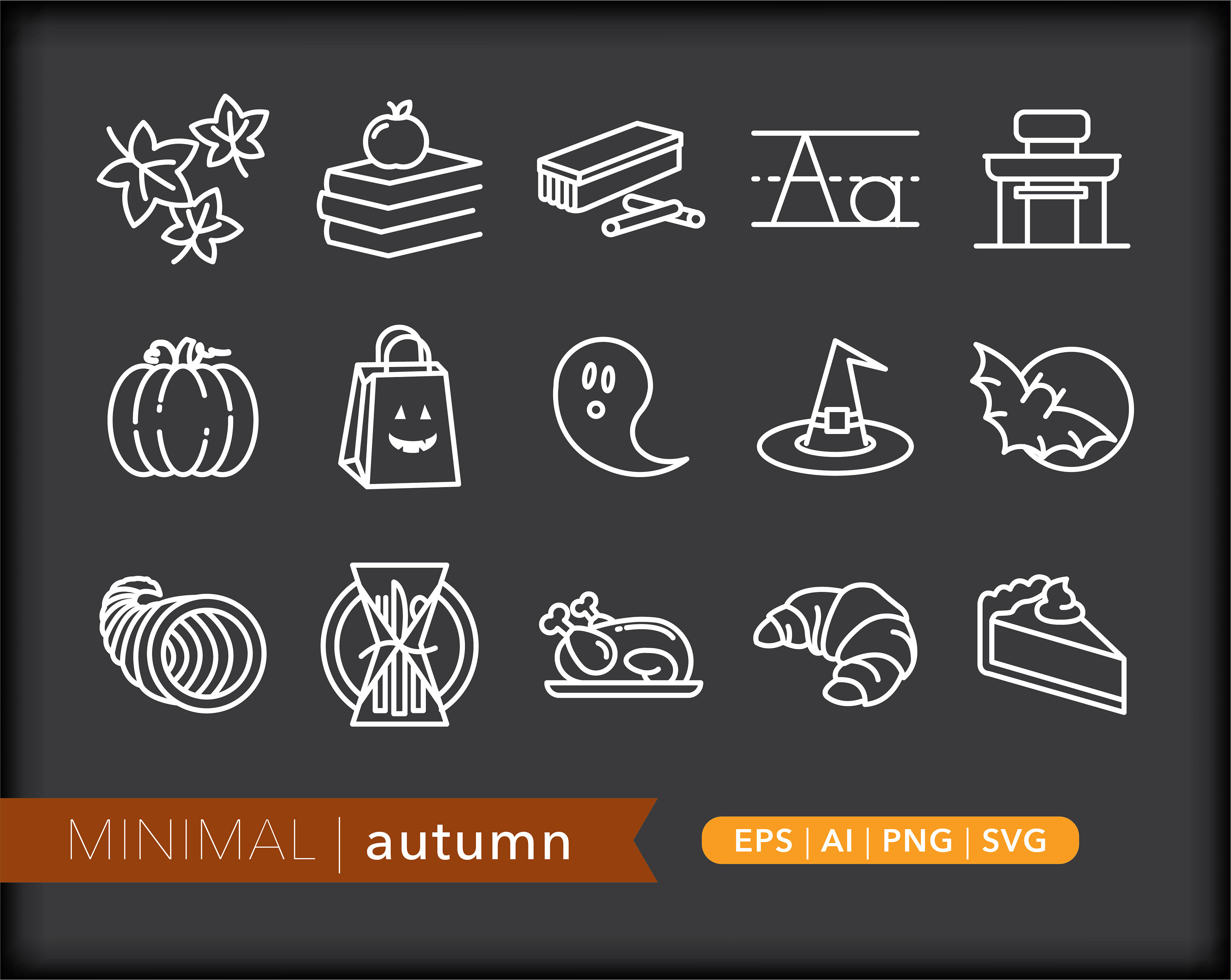 Autumn Icons Fall Icon Illustrations SVG AI PNG Geometric Season ...