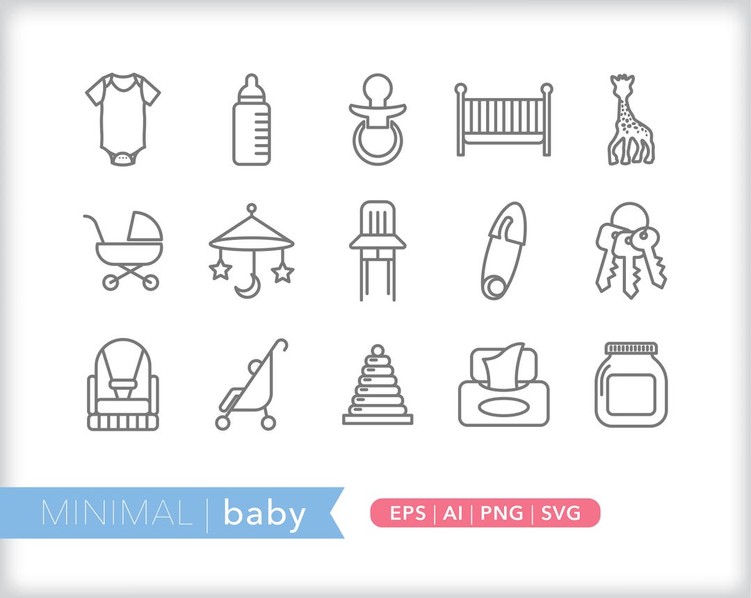 Baby Icons | Baby Shower Icons | SVG AI PNG | Instant Digital Download ...