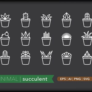 Succulent Icons | Plant Icon Illustrations | SVG AI PNG | Digital ...
