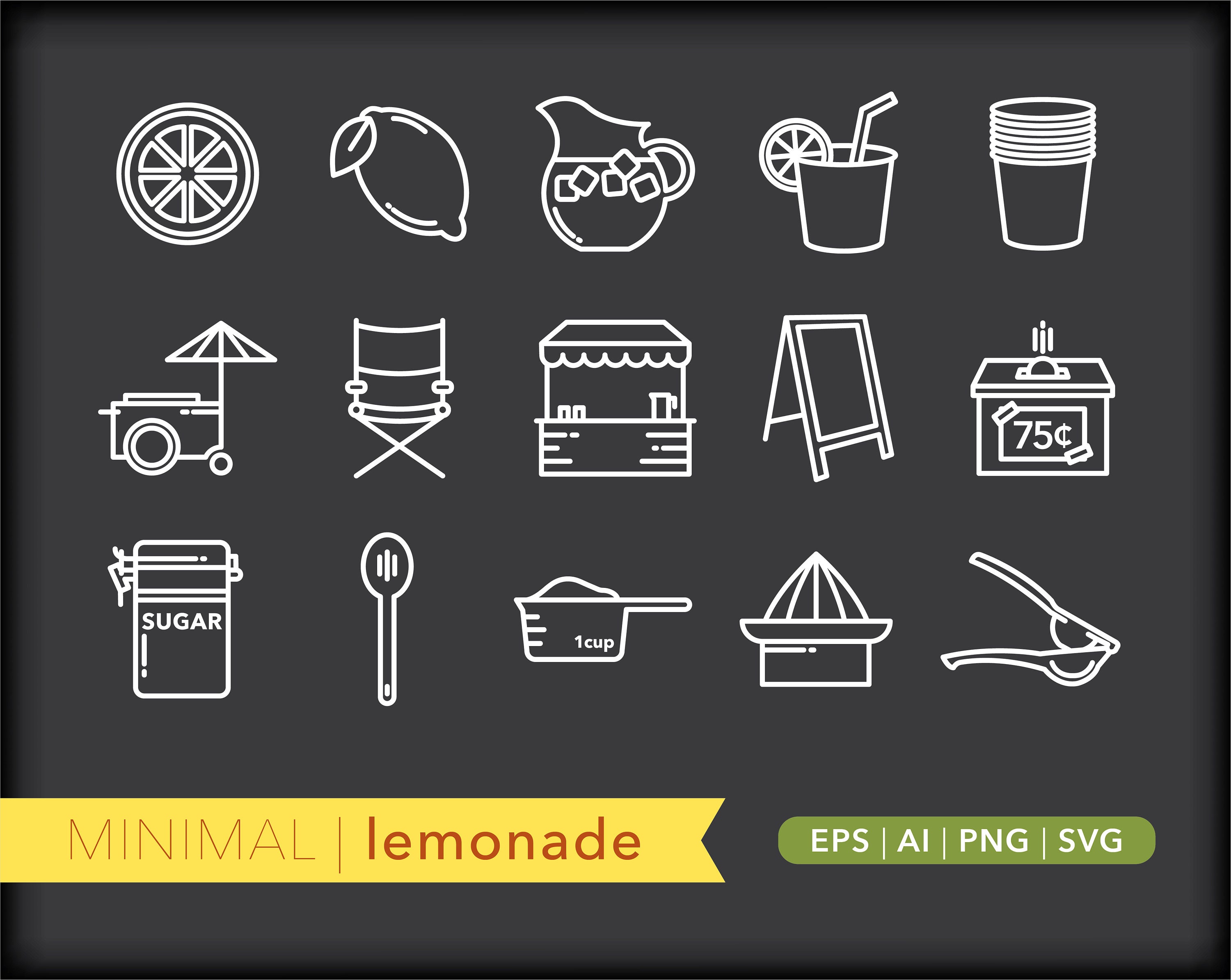 Lemonade Stand Icons Fundraising Icons EPS AI PNG - Etsy
