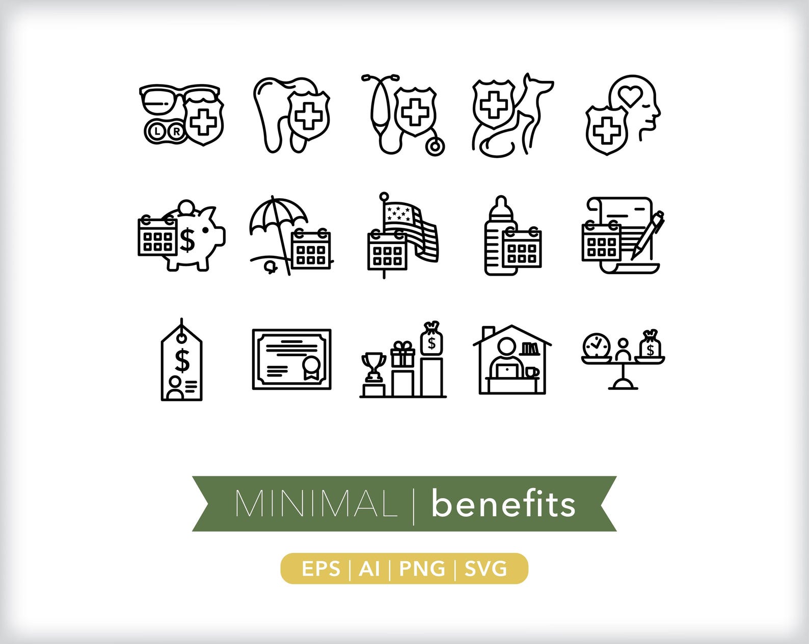 Employee Benefits Icons: Workplace Perks, SVG, PNG, AI (digital ...