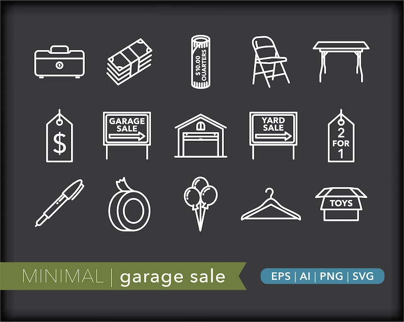 Garage Sale Icons | SVG AI PNG | Digital Download for Design, Social ...