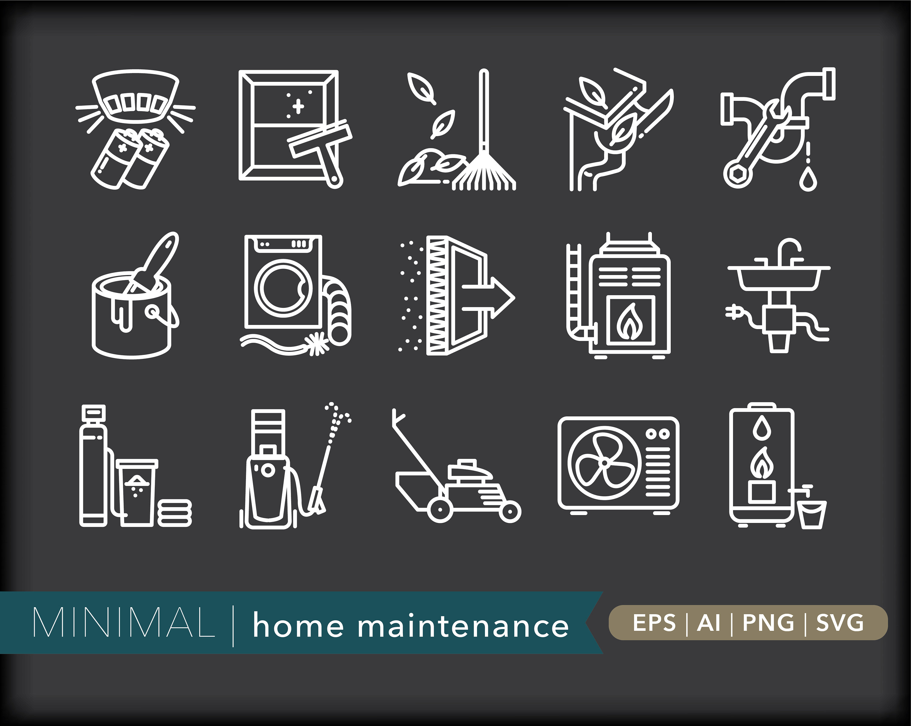Home Maintenance Icons Annual Checklist Icon Illustrations SVG AI PNG ...
