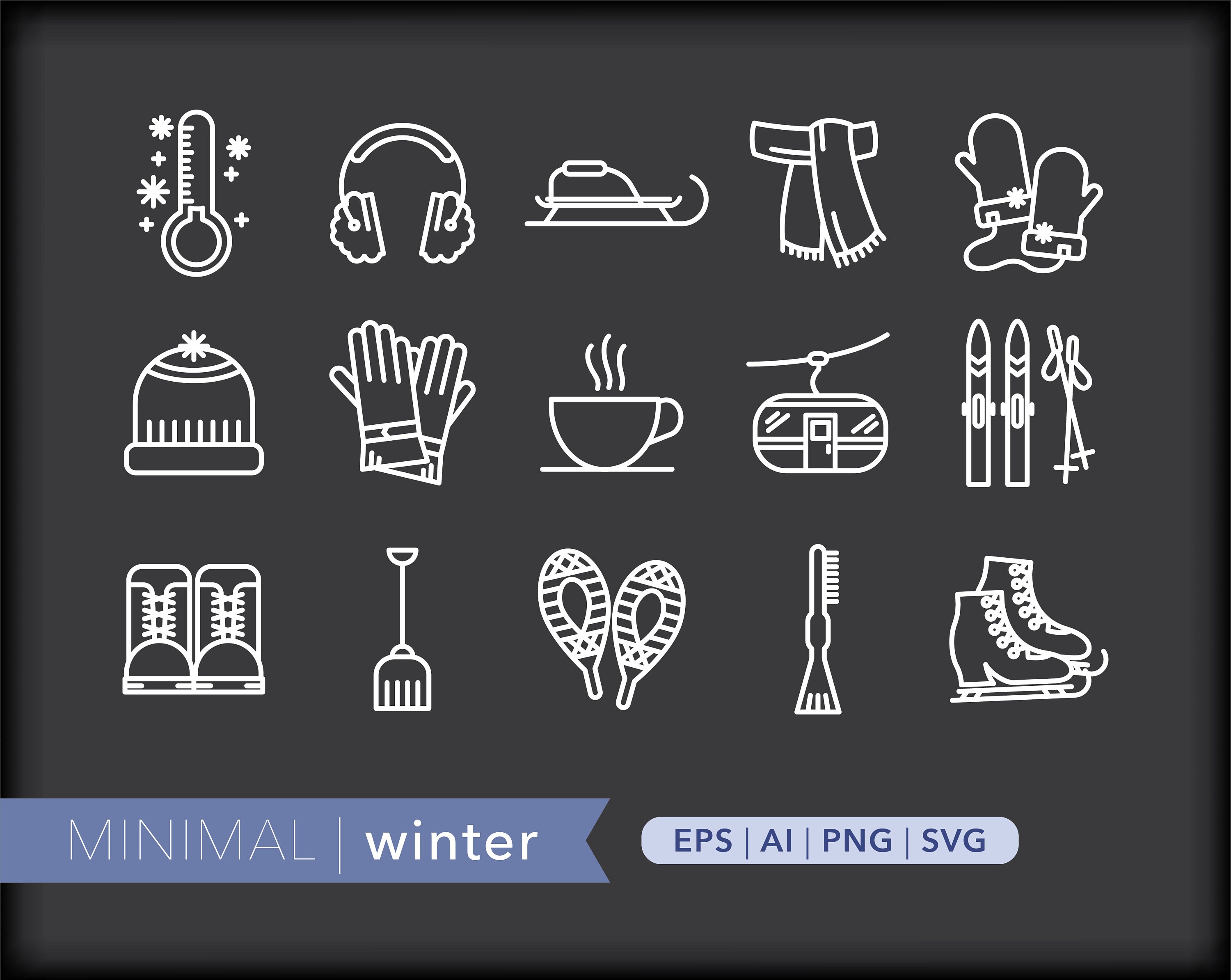 Winter Icons | Snow Icon Illustrations | SVG AI PNG | Digital Download ...