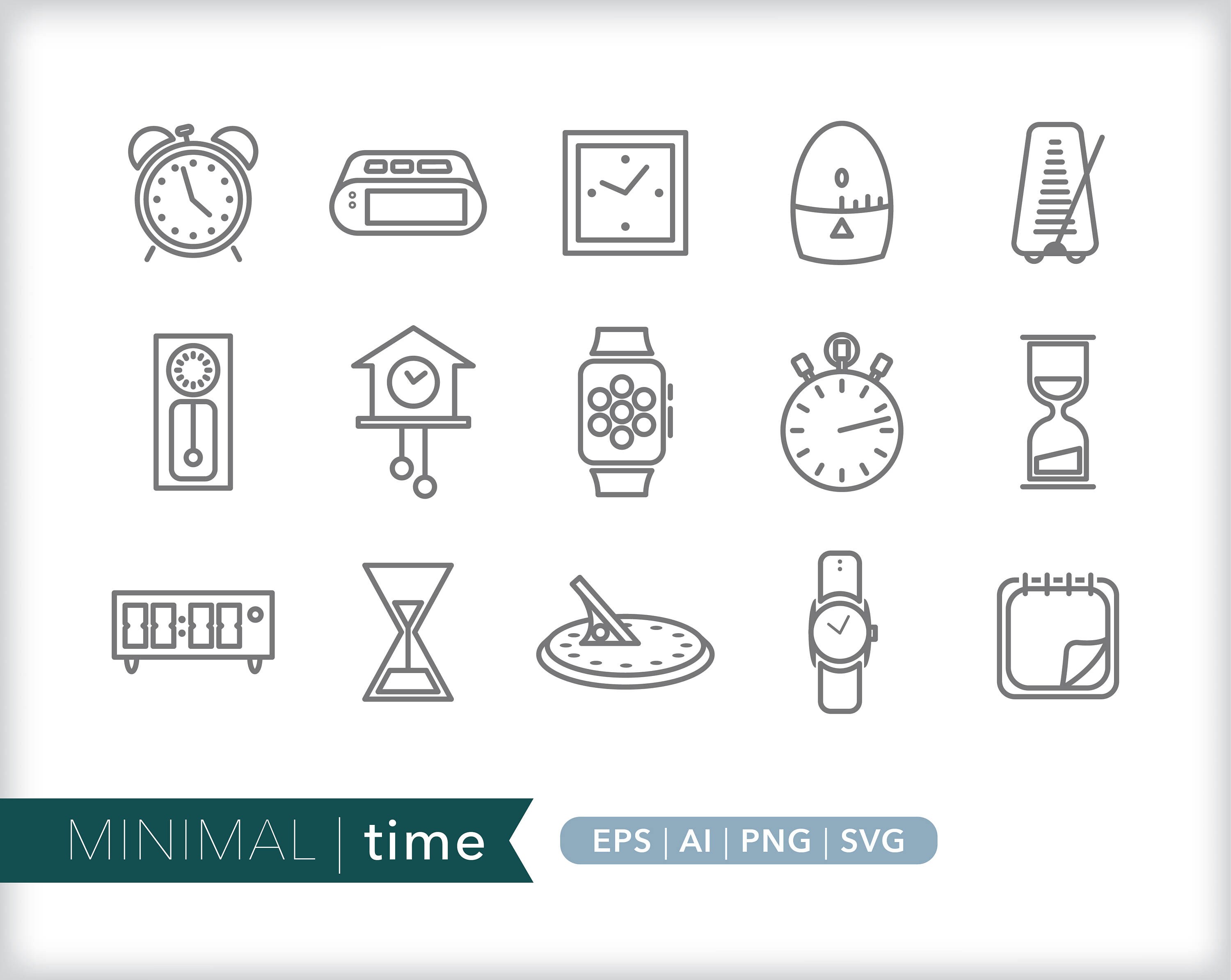 Time Icons Clock Icon Illustrations SVG AI PNG Digital Download for ...