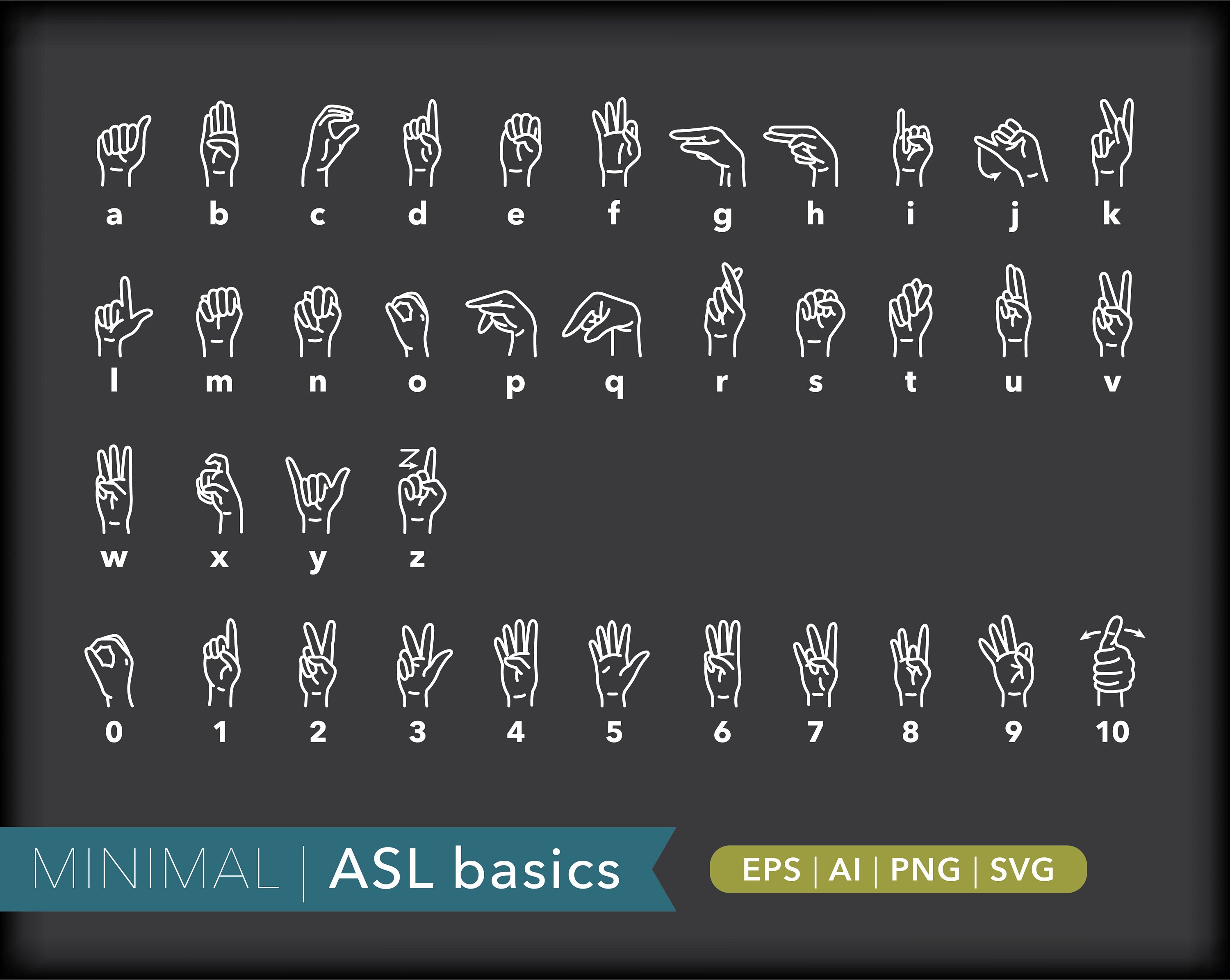 American Sign Language (ASL) Basics Icons | EPS PNG | Digital Download ...