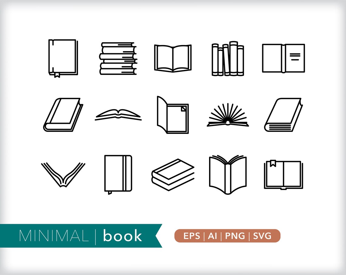 Book Icons | Library Icon Illustrations | SVG AI PNG | Digital Download ...