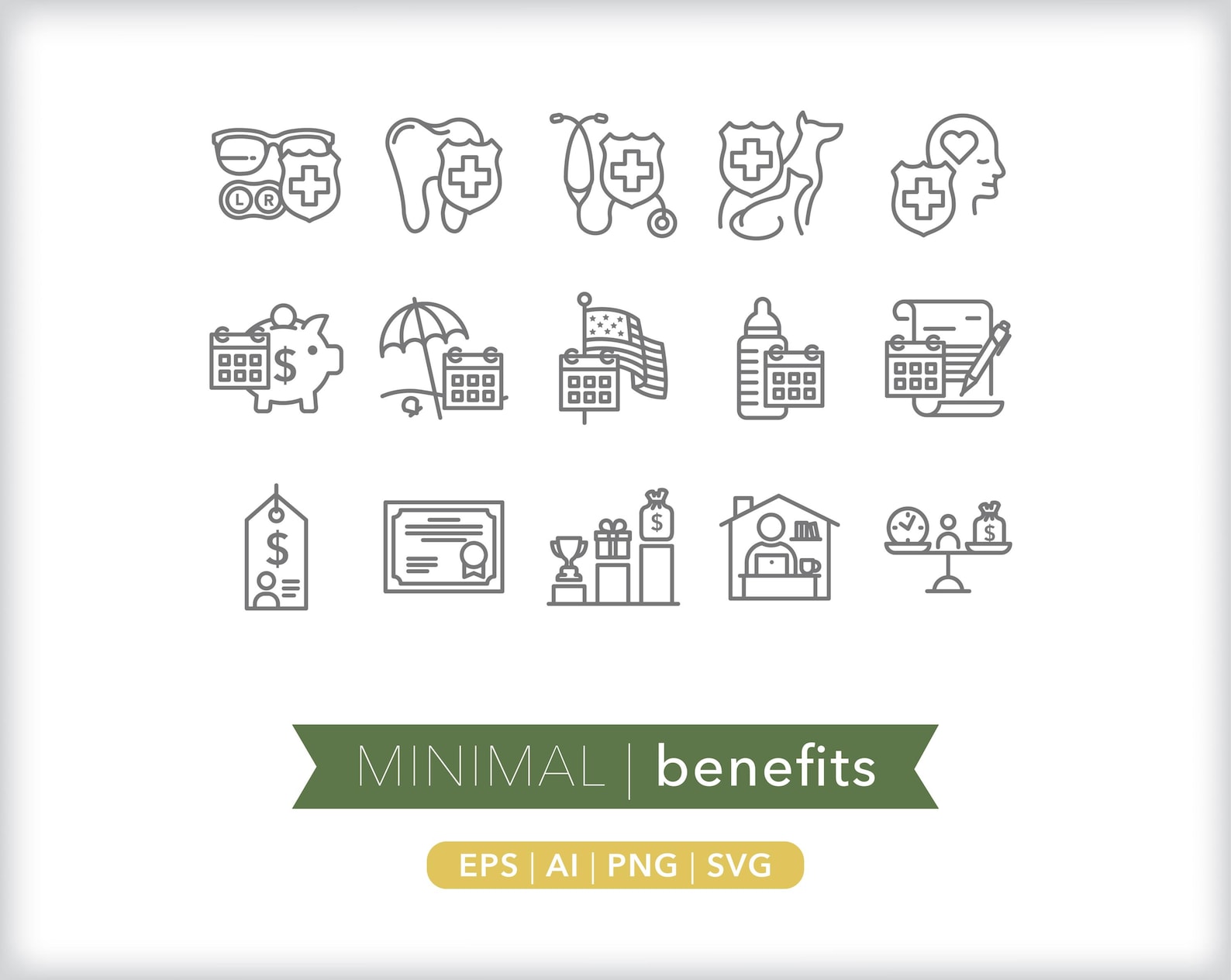 Employee Benefits Icons: Workplace Perks, SVG, PNG, AI (digital ...