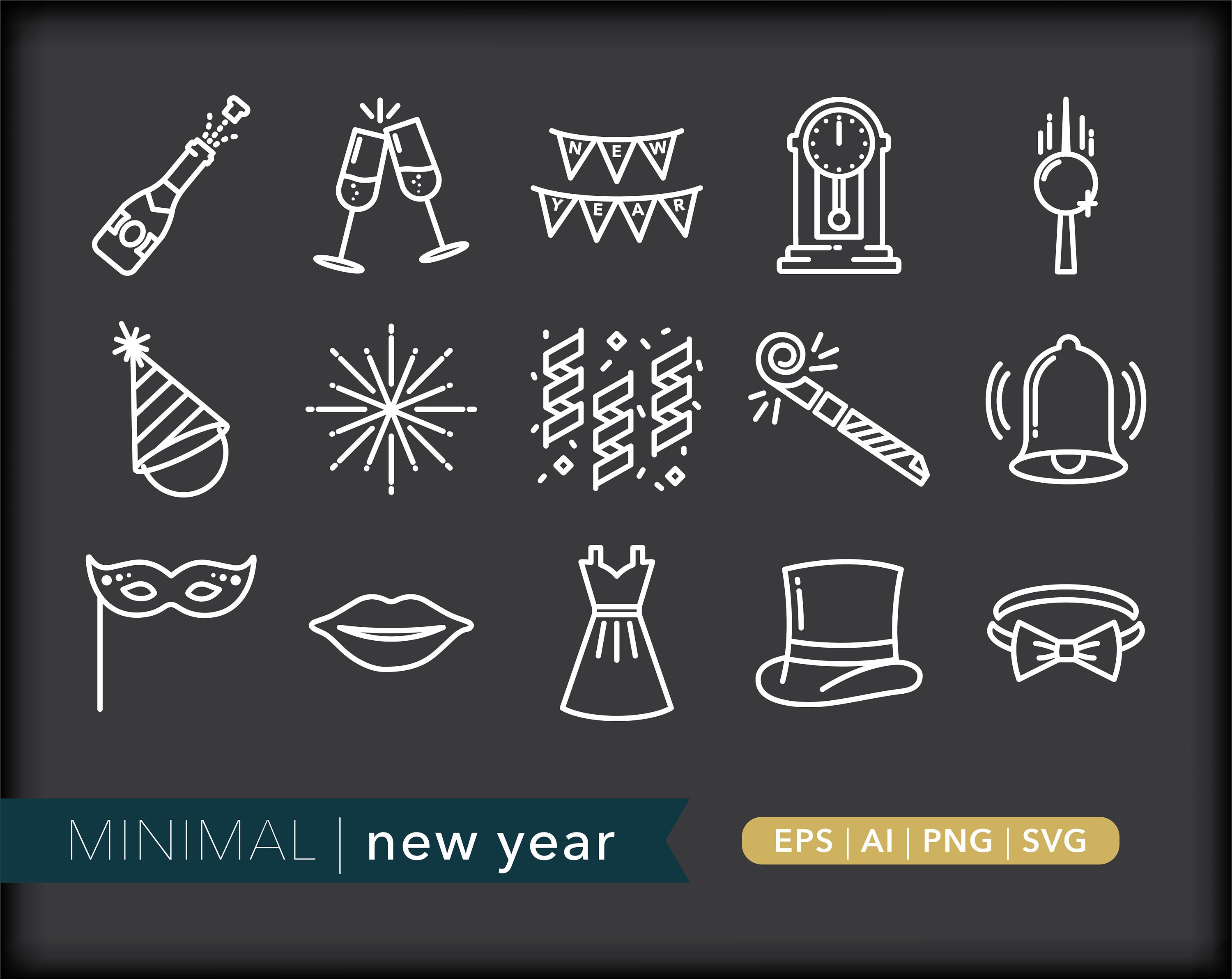 New Year Icons | New Year's Eve Icons | SVG AI PNG | Digital Download ...