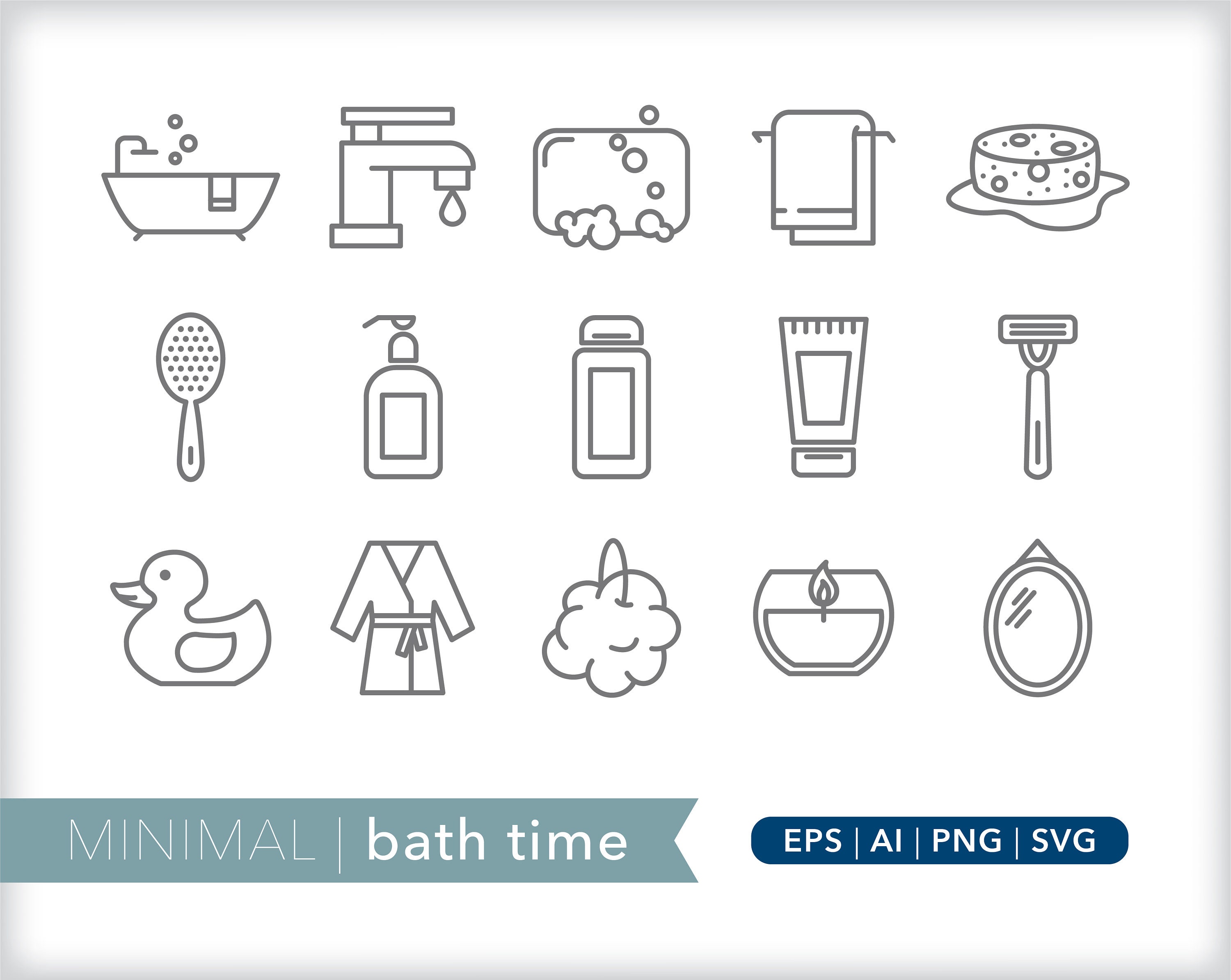 Bath Time Icons: Home Spa Illustrations (SVG, AI, PNG) - Etsy