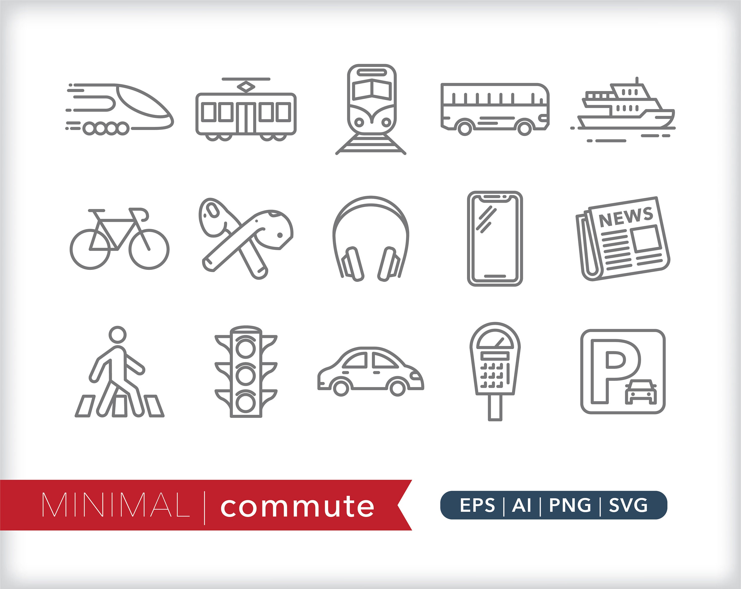 Commute Icons | Travel Icons | SVG AI PNG | Digital Download for Design ...