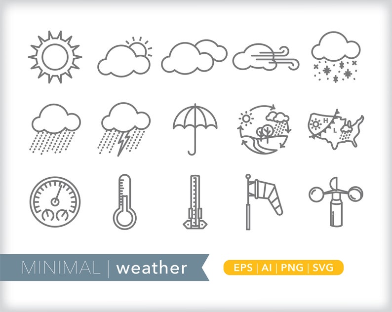 Weather Icon Set: SVG, AI, PNG (digital Download) - Etsy