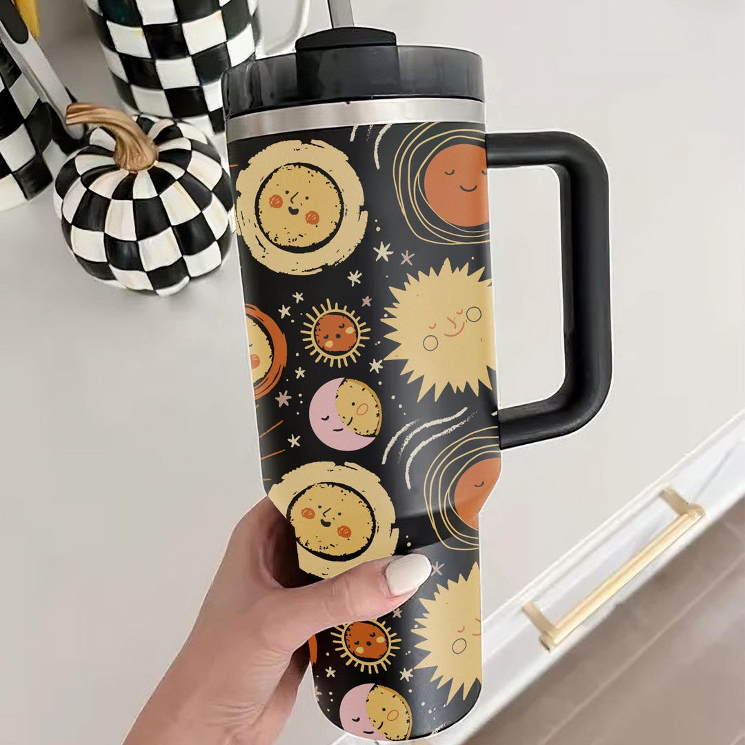Sun Tumbler 40oz With Handle, Outer Space Planet Tumbler 40oz, Solar ...