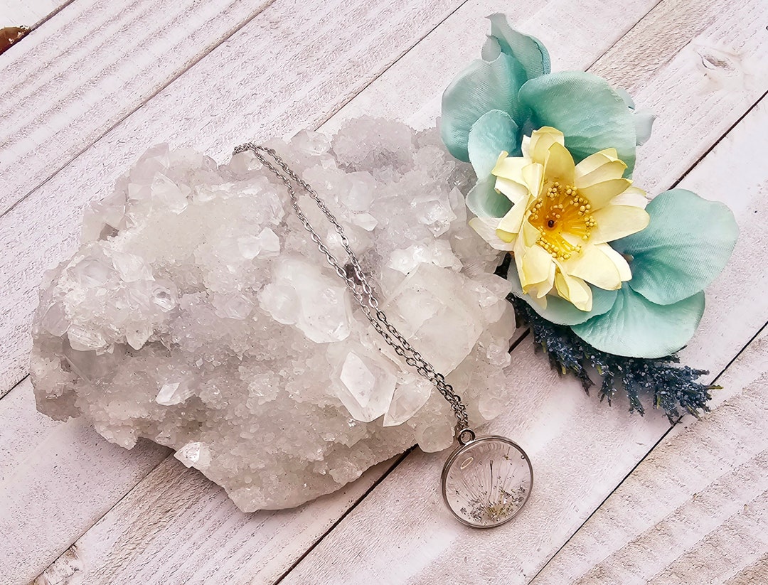 Handcrafted Boho Dandelion Seed With Silver Leaf & Gold Fleck Pendant ...