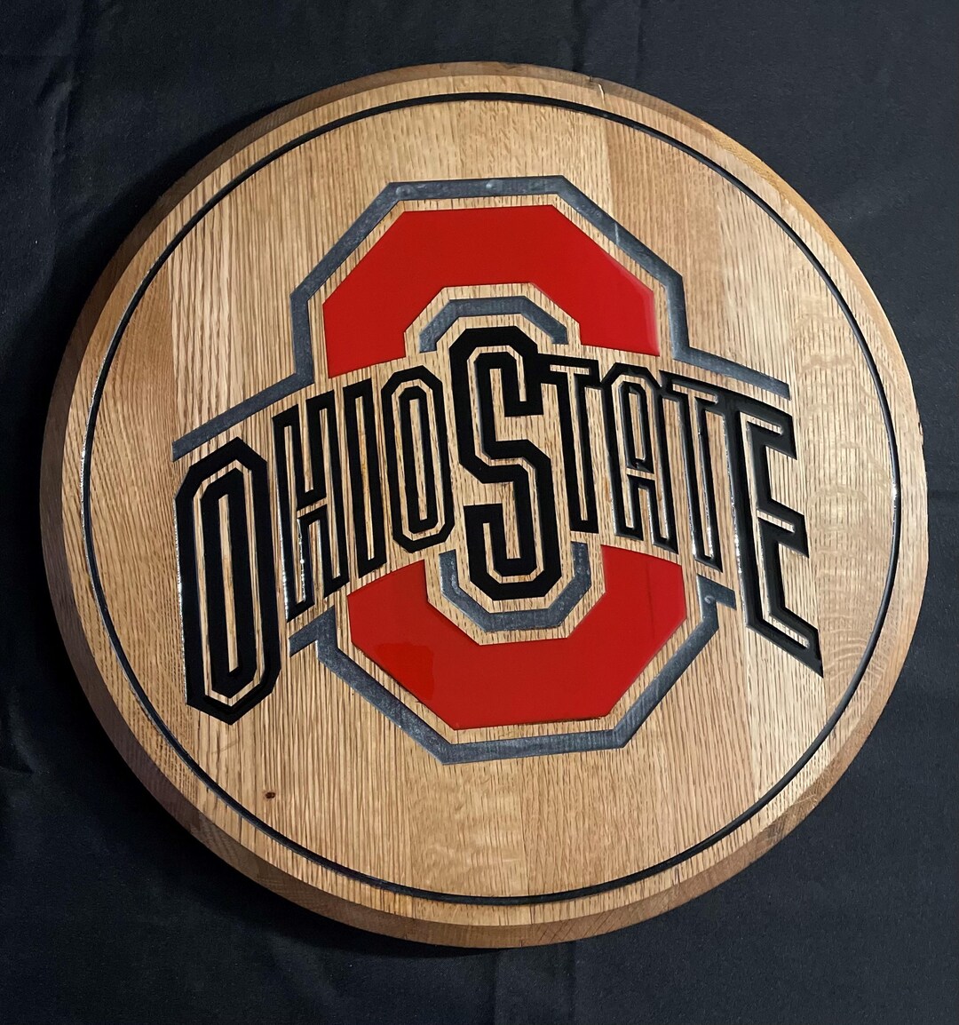 Laser Engraved Ohio State Barrel Head With Epoxy Resin - Etsy