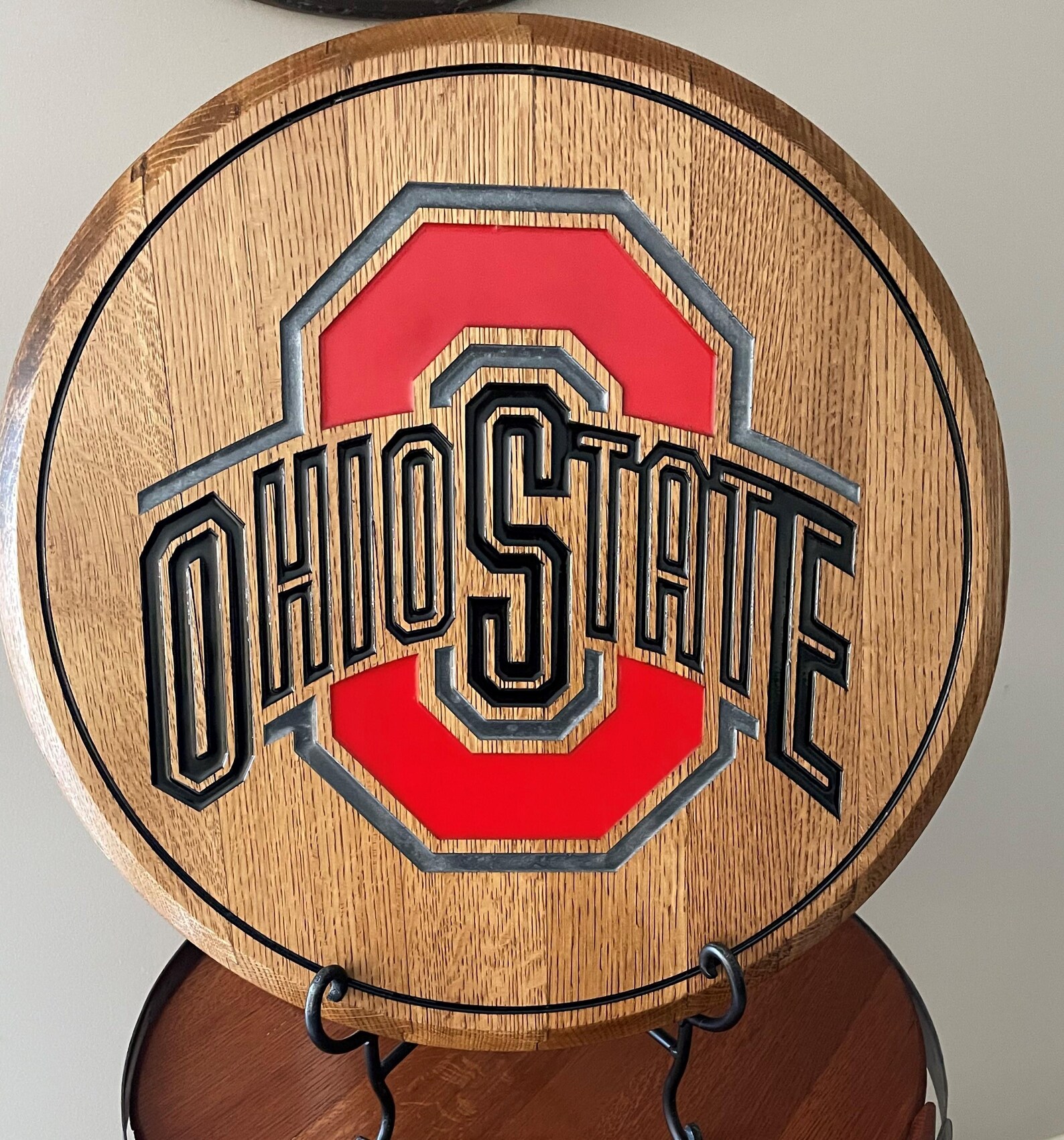 Laser Engraved Ohio State Barrel Head With Epoxy Resin - Etsy