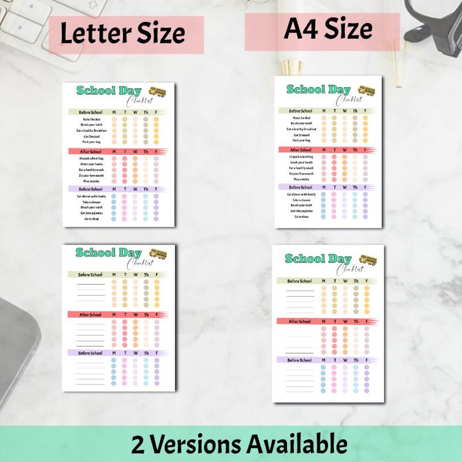 Kids School Days Checklist Printable | School Days Checklist | Kids ...