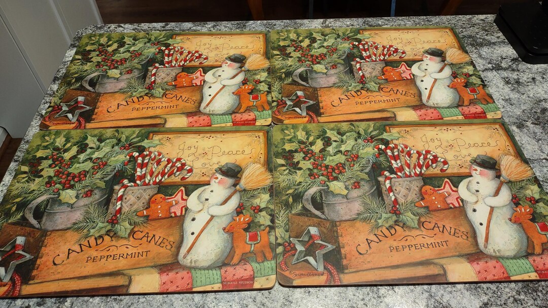 Susan Winget - Set of (4) Christmas Placemats - Lang - Vintage - Etsy