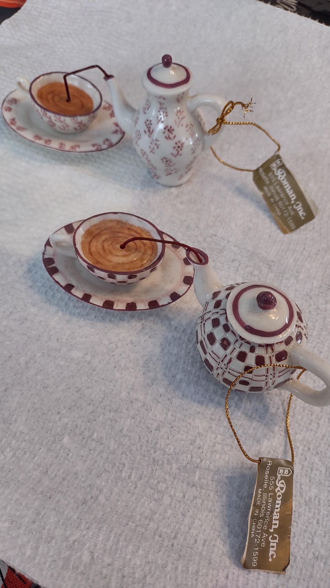 Set of (2) Roman, Inc. "teapot Pouring Tea in Teacup" Ornaments ...