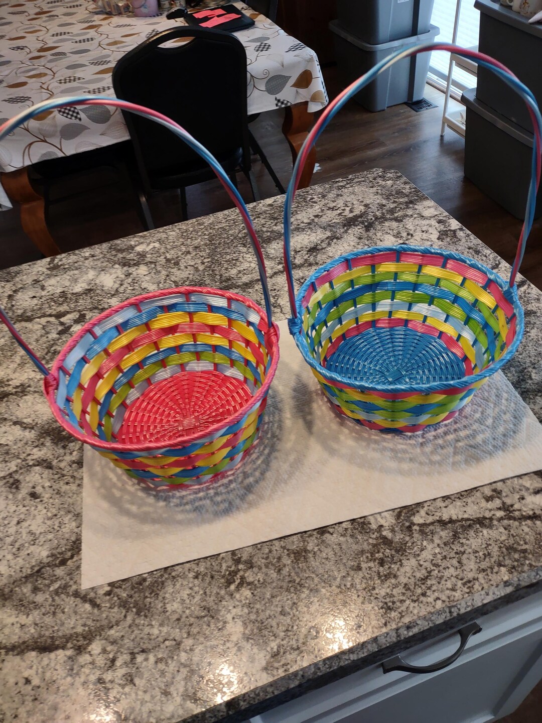 Vintage - Set of (2) Vinyl Easter Baskets - Very Similar Color Schemes ...