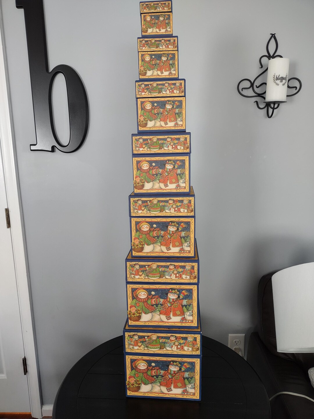 Vintage - Set of (7) Bob's Nesting/stackable Boxes - "sam Snowman" - R ...