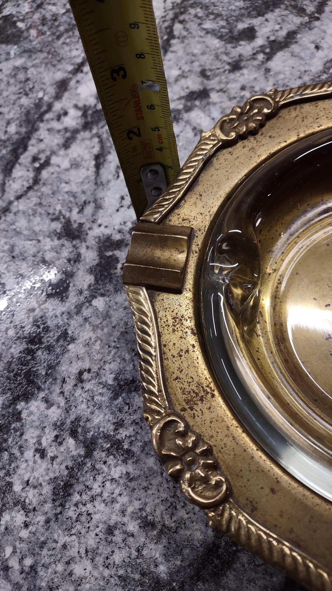 Vintage Brass Ashtray With Glass Insert/catch All - 8 1/4" Diameter ...