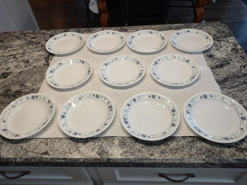 Vintage - Corelle Dessert Plates - "simply Spring" - White, Purple and ...